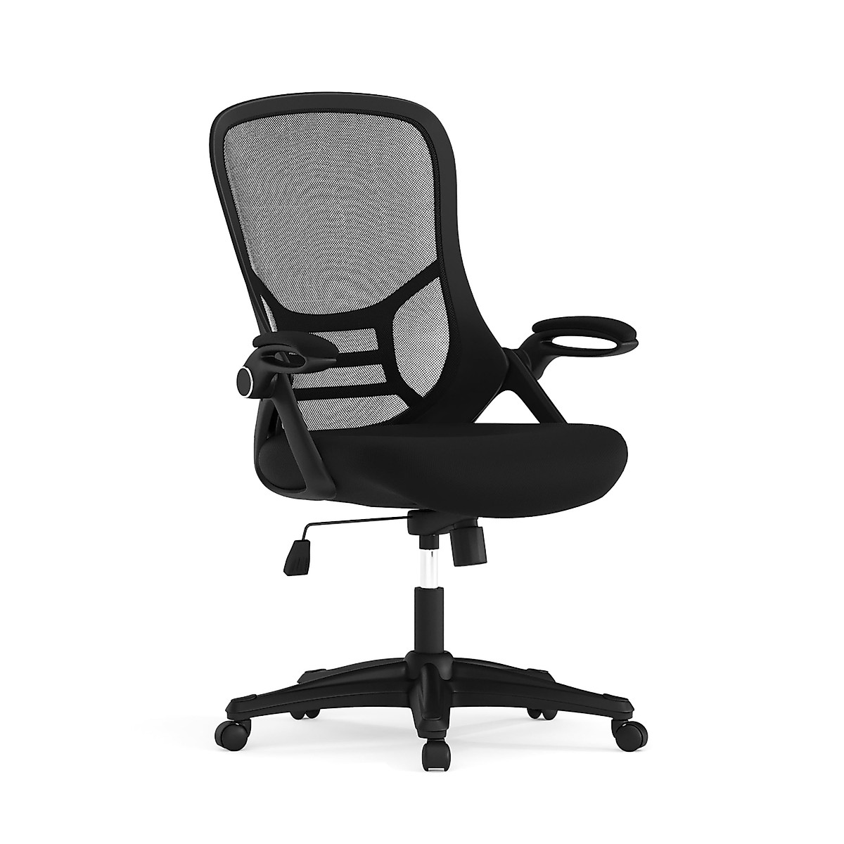Flash Furniture High Back Black Mesh Ergonomic Swivel Office Chair with Black Frame and Flip-up Arms