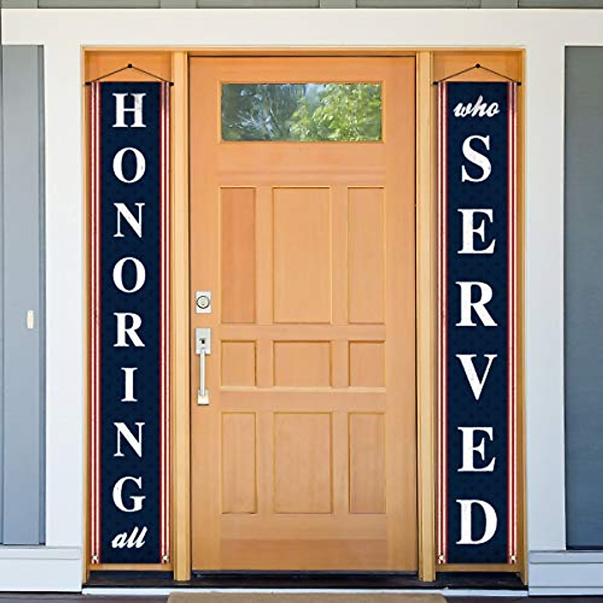 Rainlemon Honoring All Who Served Porch Banner USA Memorial Day Veterans Day Front Door Sign Decoration