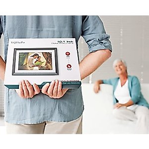 FRAMEO 10.1 Inch Digital Picture Frame WiFi, Smart Digital Photo Frame with 1280x800 IPS Touch Screen Display, Built-in 16GB Storage, Auto-Rotate, Easy Setup, Share Photos and Videos via Frameo App
