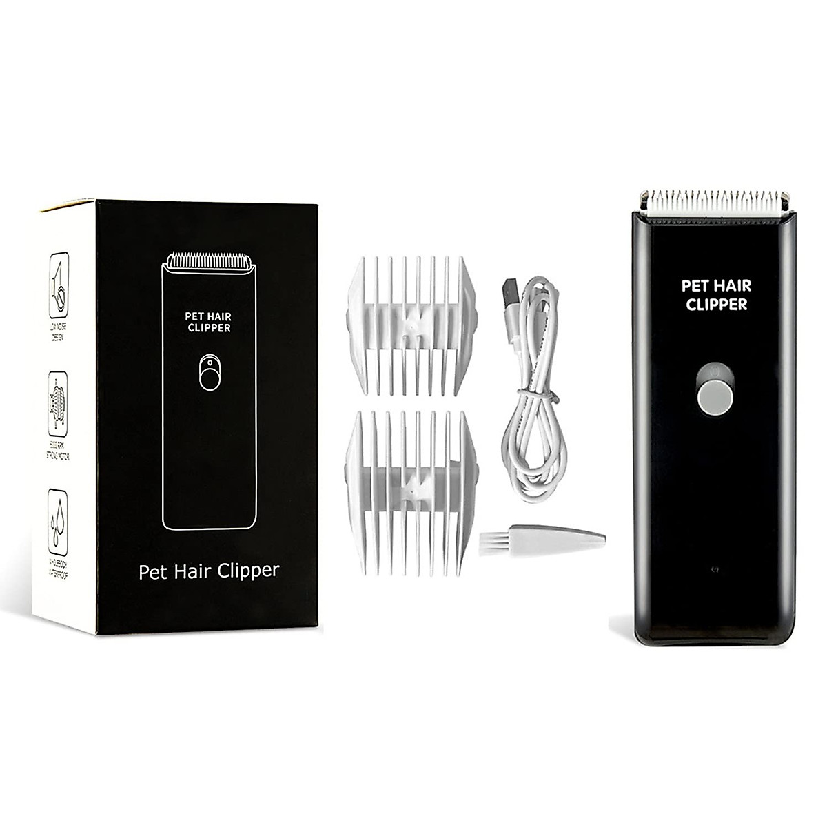 Tileon Dog Clippers,Quiet Washable USB Rechargeable Cordless Dog Grooming Kit,Electric Pets Hair Trimmers Shaver Shears for Dogs and Cats Black