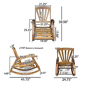 Christopher Knight Home Alva Outdoor Acacia Wood Rocking Chair with Footrest, Teak Finish
