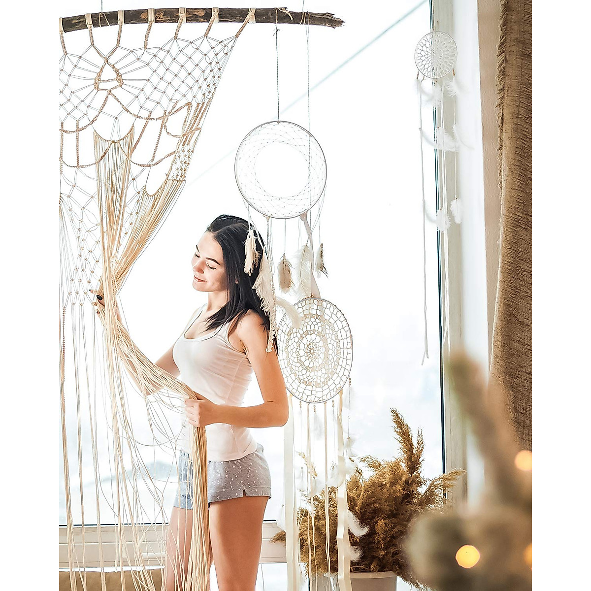 Sntieecr 9 PCS 3 Sizes Metal Floral Hoop Wreath Macrame Silver Hoop Rings for DIY Floral Macrame Hoop, Wedding Decorations, Dream Catcher and Wall Hanging Crafts (6 / 8 / 10 inch)