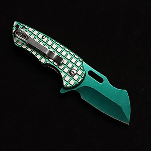 MASALONG kni215 Ultra Mini Folding Pocket Knife D2 Blade, TC4 Titanium Handle folding knife (green)