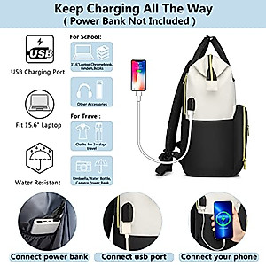 Focdod Laptop Backpack Women Work Bag - 15.6 inch with Laptop Compartment Waterproof Professional Travel Backpack Purse with USB Charger for College Teacher Nurse Business Women
