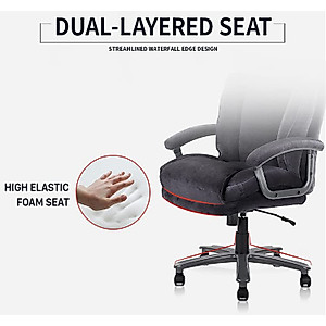 CLATINA Comfortable Big and Tall Executive Office Chair with 400lbs Weight Capacity, Thick Padding, Adjustable Height and Upholstered Design Sturdy for Home Office Black