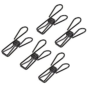MECCANIXITY Small Metal Wire Clip 1 Inch Multi-Purpose Bag Clamp for Home Office Kitchen, Black Pack of 45