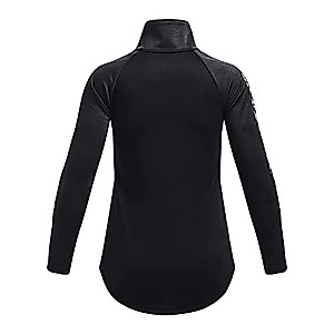 Under Armour Girls' Standard Tech Graphic Half-Zip T-Shirt, (003) Black / / White, Youth Medium