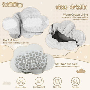 Sawimlgy Newborn Infant Baby Girl Boy Cotton Booties Stay On Sock Slippers Soft Bedroom Shoes Non-Skid Ankle Boots With Grippers Toddler Crib Warm Shoe First Walker