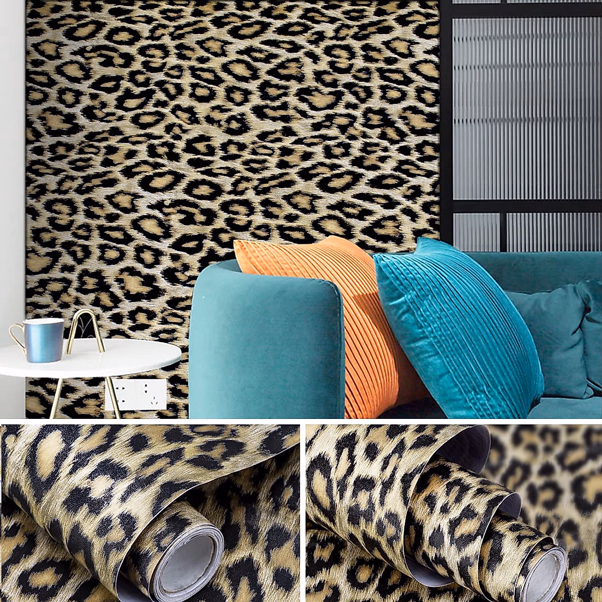 Leopard Print Wallpaper Stick and Peel Leopard Print Peel and Stick Wallpaper Decorative Self Adhesive Contact Paper Shelf Liner Countertop Cabinets Sticker 17.7" x 117"