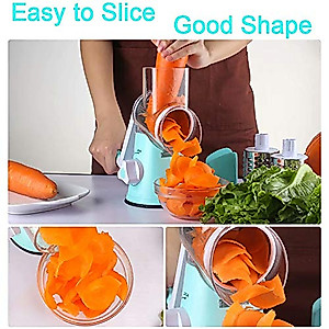 Cheese Grater Rotary Cheese Shredder Vegetable Slicer 3-in-1 Vegetable Shredder Grater Slicer Grinder for Potato Onion Cucumber Carrot Blue