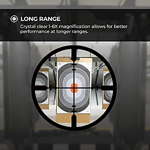 OZARK ARMAMENT LPVO 1-6X Scope - Military-Grade Optics with Illuminated Mil Dot Reticle and Cantilever Mount - Ideal for Tactical Operations and Versatility Between CQB & Long-Range Shooting