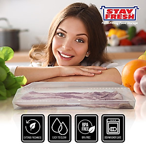 Kitchen Discovery Stay Fresh Bacon Keeper 1lb Plastic Bacon Container for Refrigerator Preserves Freshness and Prevents Spoilage – No Mess Bacon Storage Replaces Greasy Packaging