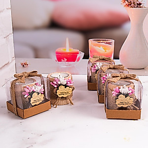 HTF Pack of 10 Baby Shower Decorations Wood Tealight Candle Holder, Baby Shower Gifts, Baby Shower Wood Candle Holders (Baby Shower-Pink, Light Brown)