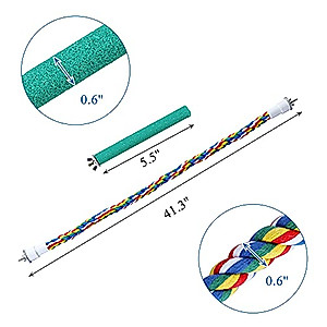 Mogoko Flexible Rope Bungee Bird Perch with 2Pcs Rough Sticks Bird Toy Birdcage Stands for Parrots Parakeets Cockatiels Conures Macaws Love Birds