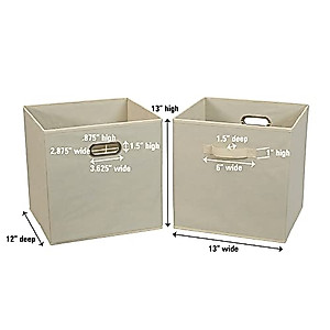 Household Essentials, Natural 2 Pack Open Storage Bins with Dual Handles, 13 x 12 x 13