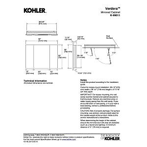 KOHLER 99011-NA Verdera 40" W x 30" H Bathroom Medicine Cabinet with Magnifying Mirror, Recessed or Surface Mount Bathroom Wall Cabinet, Slow-Close Doors