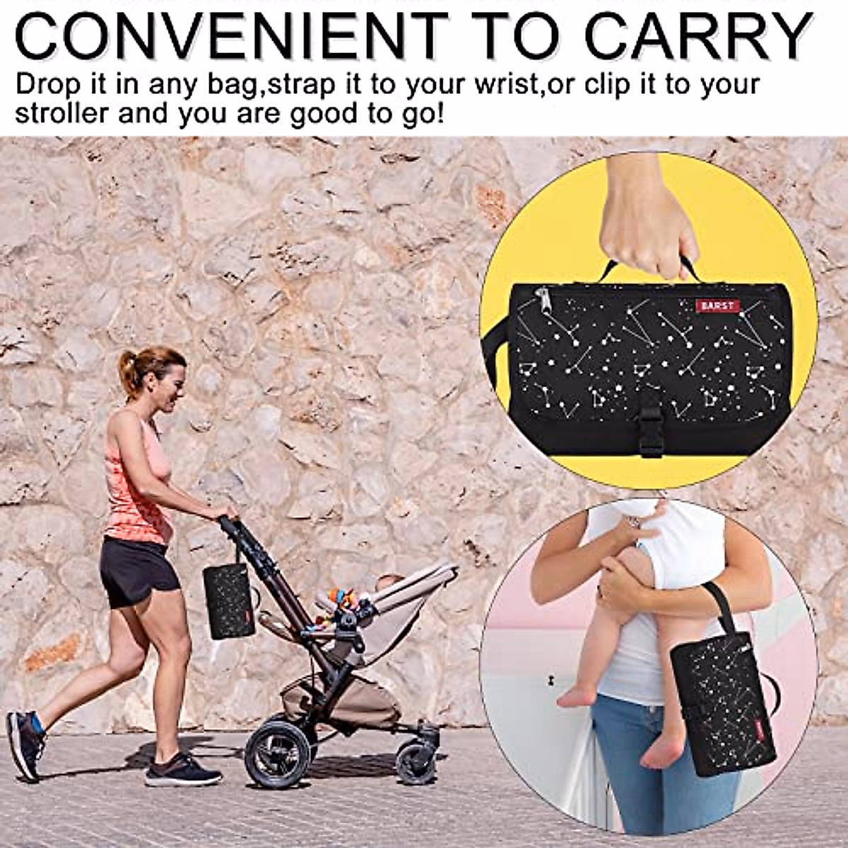 Portable Diaper Changing Pad, Jierwillao Portable Changing Pads with Smart Wipes Pocket