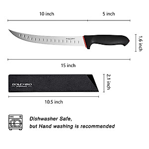 BOLEXINO 10-inch Curved Breaking Knife W/Sheath & SoftGrip Handle, Sharp Premium Butcher Knife Made of High Carbon Stainless Steel For Meat Cutting
