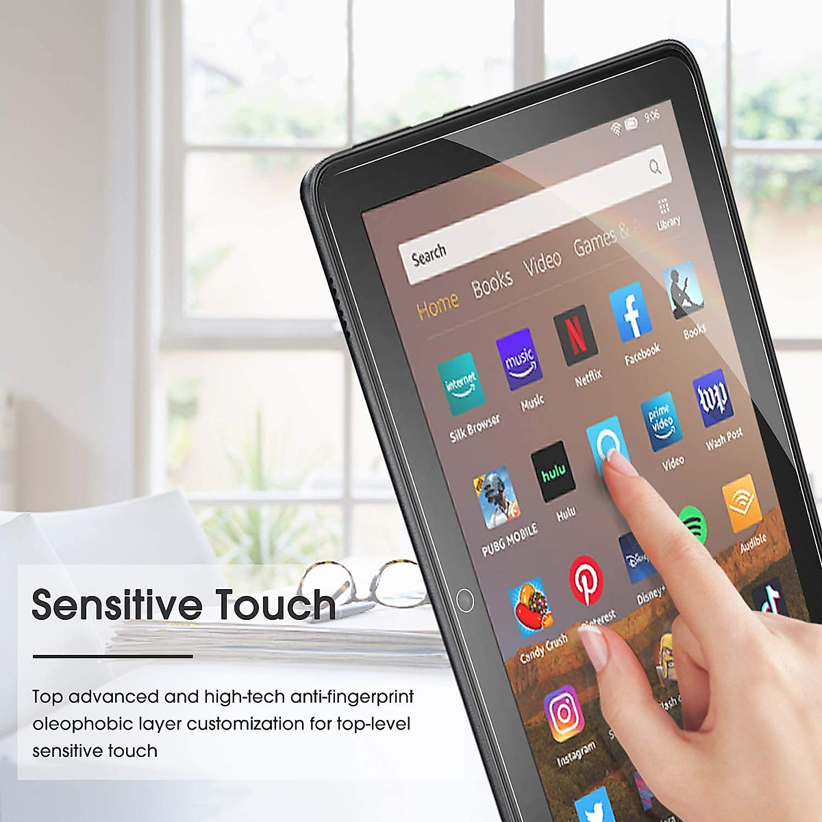 TANTEK [2-Pack Screen Protector for All-New Fire HD 8/HD 8 Plus/HD 8 Kids (10th gen, 2020 release),8-Inch,Tempered Glass Film,Ultra Clear,Anti Scratch,Bubble Free