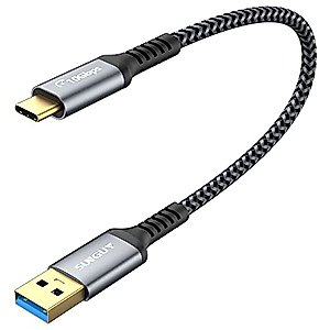 SUNGUY USB C Android Auto Cable 1FT, USB C to USB 3.1 USB 3.2 Gen2 10Gbps USB A to C Data Fast Charging Cable Compatible with Samsung Galaxy S21 S20 S10 S10E Note 20, USB C External C SSD, Pixel