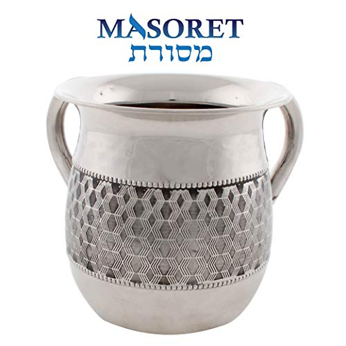 UNBREAKABLE WASHING CUP: 6.5-Inch Tall Elegantly Brushed 2-Handle Wide-Mouth Ritual Cleaning Water Vessel