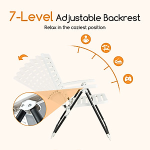 Giantex Set of 2 Patio Folding Chair, Adjustable Reclining Folding Chair w/ 7-Level Backrest, All-Weather PP Material, Portable Outdoor High Back Chair for Deck, Backyard, Camping