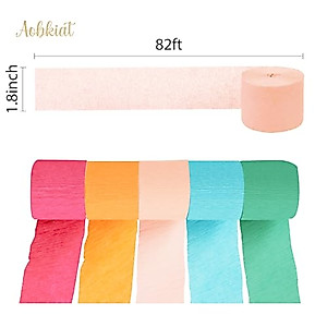 AOBKIAT 5 Rolls Rainbow Party Streamers Crepe Paper,Candyland Party Decorations for Christmas,Birthday,Wedding,Bachelorette,Bridal/Baby Shower,Hanging Candyland Backdrop Decoration