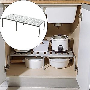 Generic Expandable Storage Rack Scalable Design Shelf Multifunctional for Cabinet Kitchenware, Gray