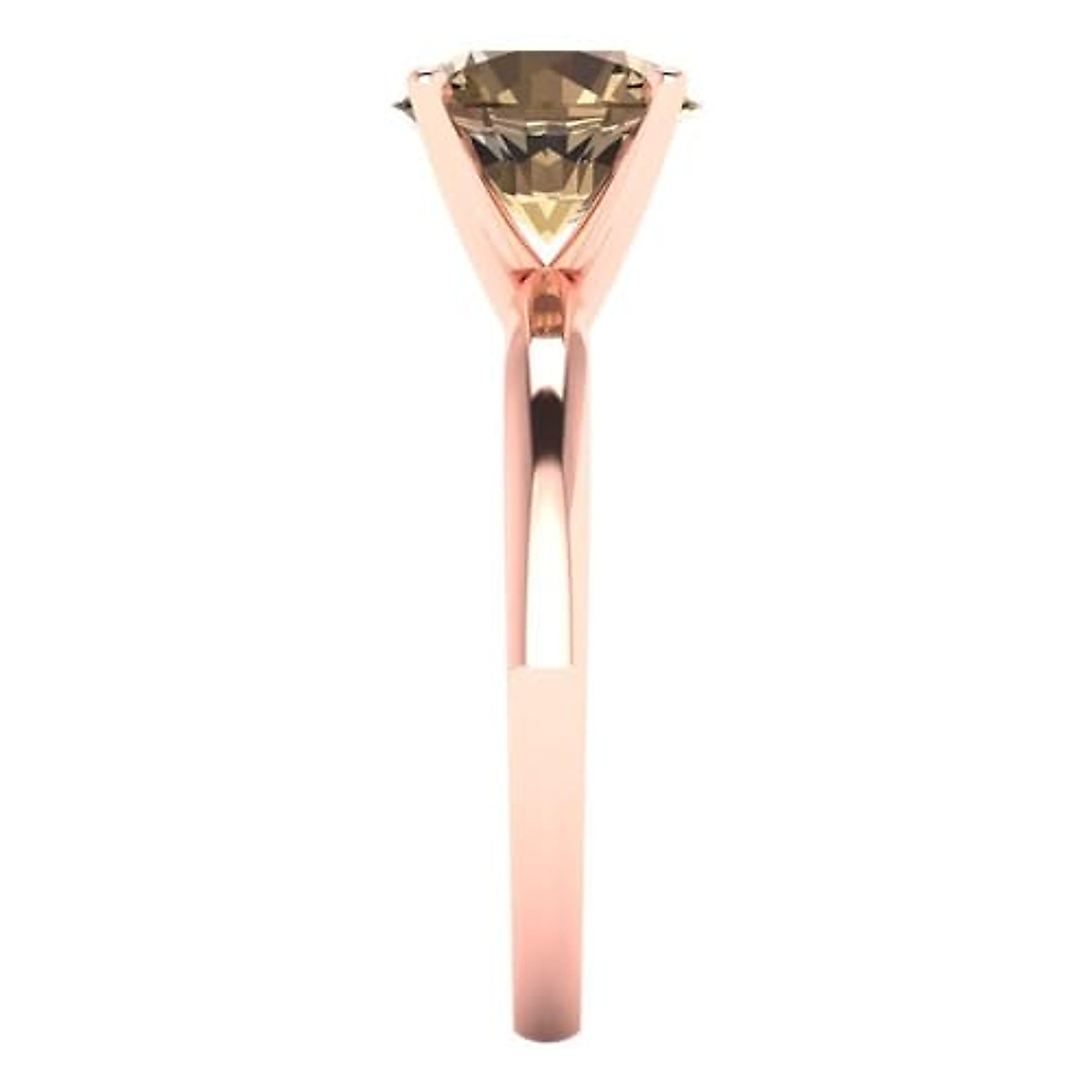 Clara Pucci 1.9ct Round Cut Solitaire Brown Champagne Diamond Bridal Designer Wedding art deco Anniversary Ring in 14k Rose Gold