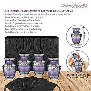 Trupoint Memorials Cremation Urns for Human Ashes - Decorative Urns, Urns for Human Ashes Female & Male, Urns for Ashes Adult Female, Funeral Urns - 4 pcs/Lavender/Up to 0.8 Lbs/Keepsakes Set