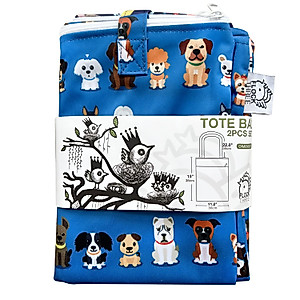 FLOCK THREE 2pcs Wet Dry Bag Waterproof Tote Reusable Wet Clothes Baby Diapers Stroller Swimsuit Travel Small Larger Electronics Toiletries Pouch Cute Animals