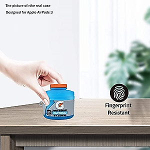 Sport Water Drink Bottle Case for Air pod 3, Funny 3D Cool Cute Food Design Silicone Accessories with Keychain for Apple AirPods 3rd Generation Charging Case (Blue)