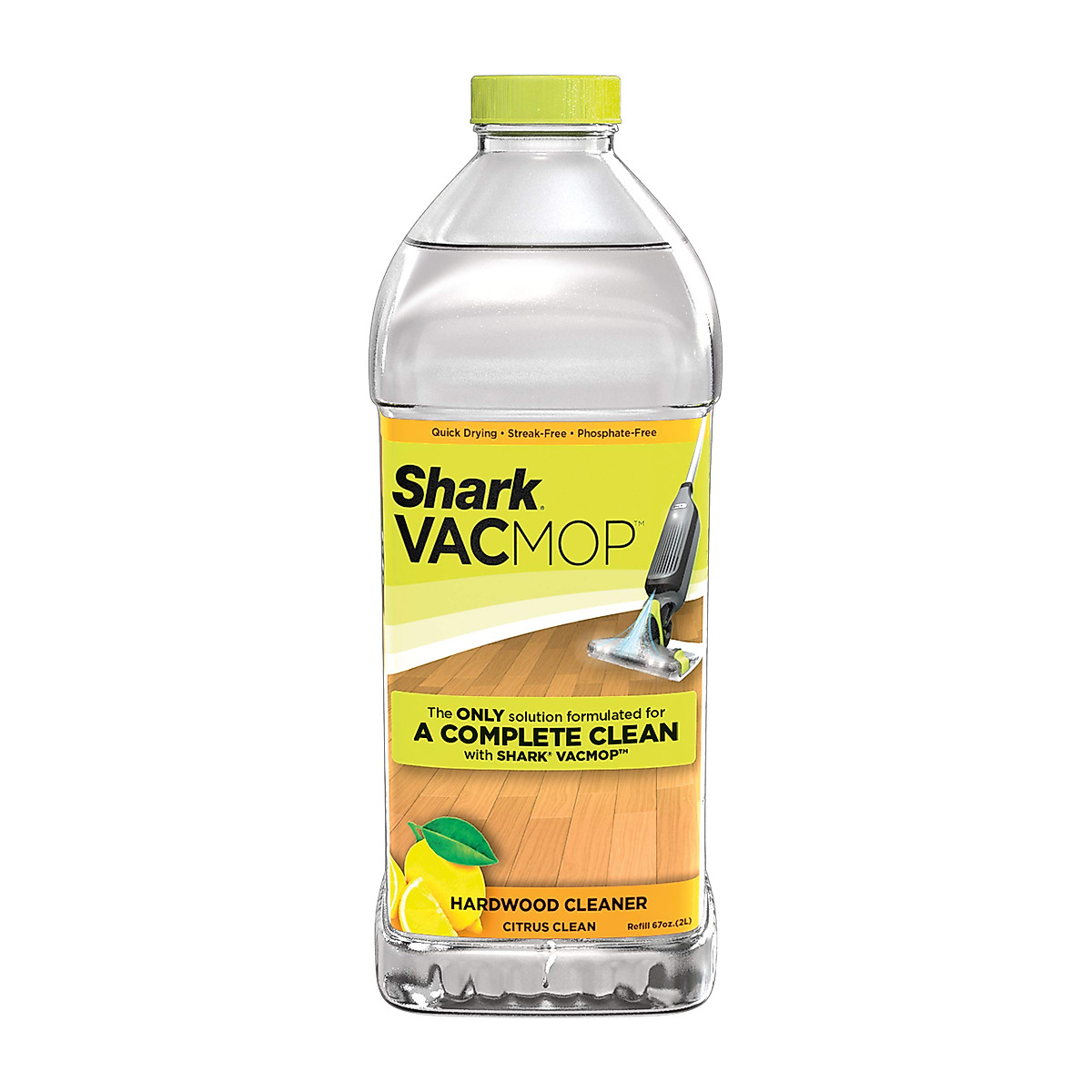 Shark VACMOP Hardwood Cleaner Refill 2 Liter Bottle, 2 Liters, Citrus Clean Scent VCW60, 2 Liters