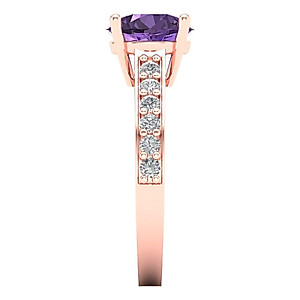 Clara Pucci 2.25 ct Round Cut Solitaire with accent VVS1 Alexandrite Designer Anniversary Bridal Engagement Ring 14k Rose Gold 8