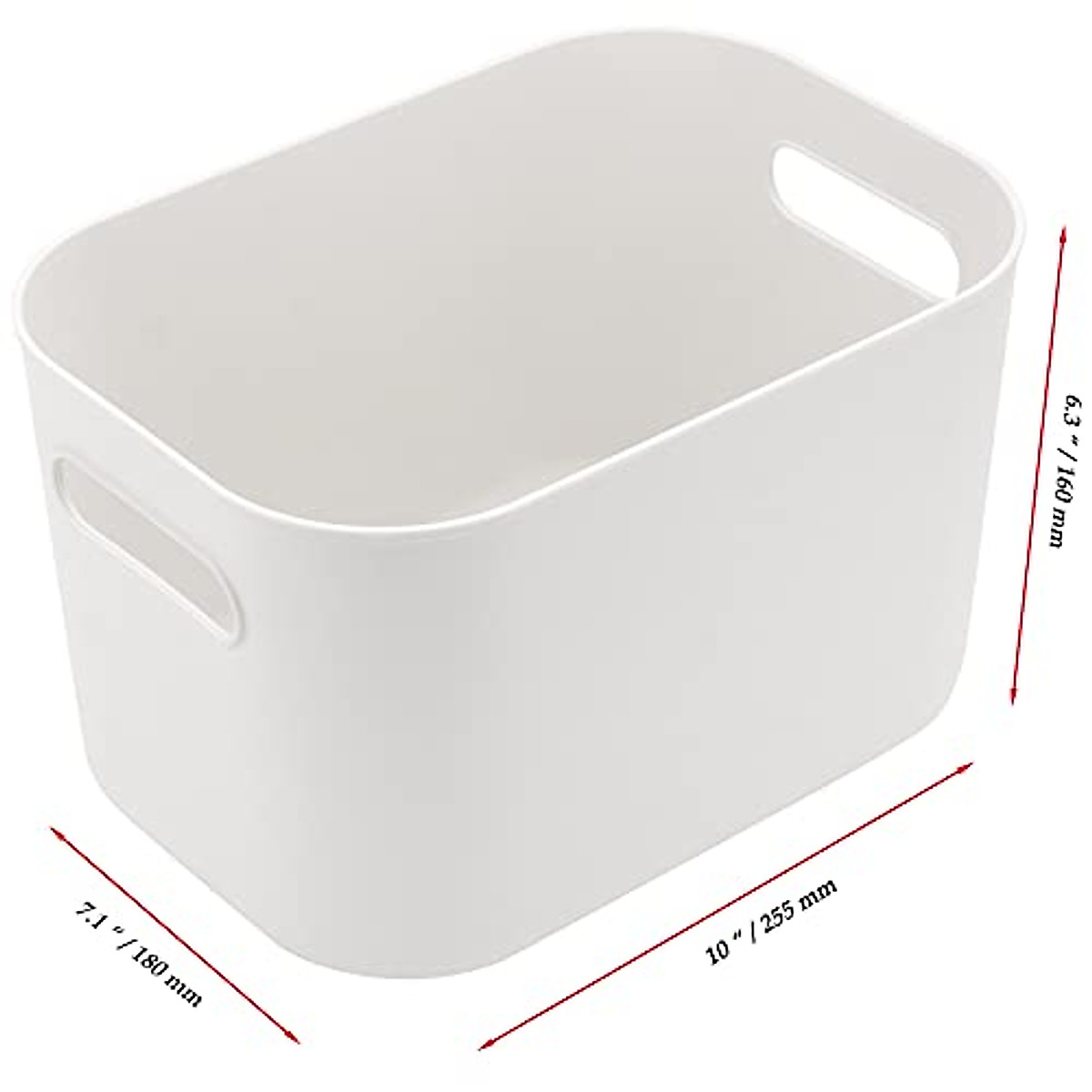 JOIKIT 6 Pack White Storage Bins with Handles, White Bathroom Kitchen Organizer Bin, White Plastic Vanity Storage Bins for Hand Soap, Body Washes, Towels, Shampoos, Lotions, Bath Balls, 10 x 7 x 6.3 Inch