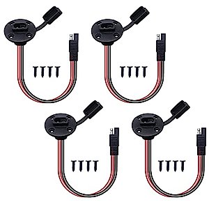 weideer 4pcs SAE Power Socket Sidewall Port SAE Connector Weatherproof Quick Connect Solar Panel Mount 12AWG Cable Ends with Male for Solar Generator Battery Charger with 16 Screws K-V012-30