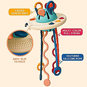 Baby Sensory Toys, Montessori Food Grade Silicone Pull String Activity Toy with Sliding Magic Balls & Simple Bubble for Motor Skills, actile Stimulation,Infants Toddlers Boys Girls 12+ Months Old
