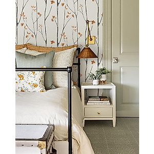 Timeet Peel and Stick Wallpaper Boho Floral Wallpaper Tree Contact Paper Removable Wallpaper 16.14"x118.11" Self Adhesive Wallpaper for Walls Covering Vinyl Roll