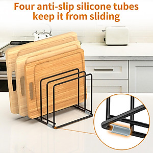 VAEKUCEAN Cutting Board Organizer, [2-Pack] Kitchen Cabinet Organizer, Divided Rack with 5 Slots for Baking Trays, Cutting Boards - Cookie sheet Organizer Inside Cabinet, Baking Sheets Holder (Large)