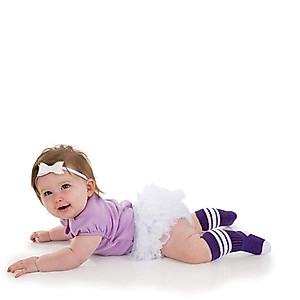 juDanzy 2 Pack of Baby, Toddler and Kids Knee High Tube Socks for Boys and Girls with Grips (4-6 Years, Dark Purple & Hot Pink)