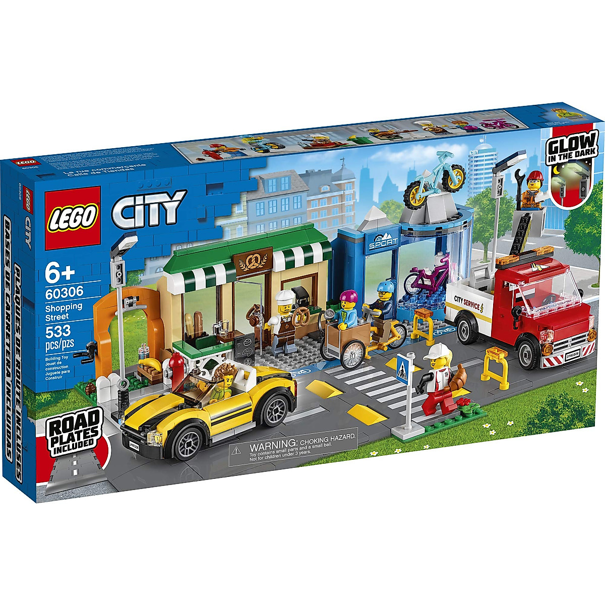 LEGO City Shopping Street 60306 Building Kit; Cool Building Toy for Kids, New 2021 (533 Pieces)