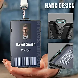 Elilier Minimalist Wallet for Men, Unisex Adults, RFID Protected, Carbon Fiber & Aluminum, Slim, Black with Clear ID Badge Holder