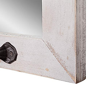 Patton Wall Decor 24x36 Distressed White Windowpane Wall Accent Mirror