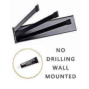 YEAVS Swing Towel Holder Rack Matte Black, Wall Mounted Towel Bar Swivel with 3-Arm for Bathroom Kitchen Storage