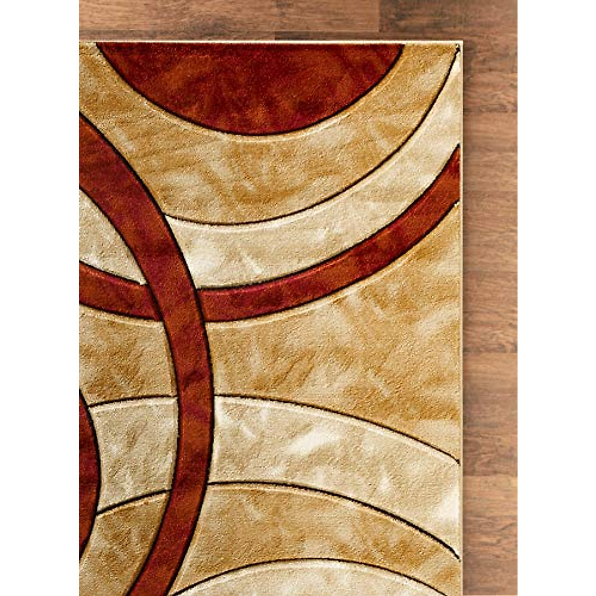 GLORY RUGS Area Rug Modern 8x10 Dark red Circles Geometry Soft Hand Carved Contemporary Floor Carpet Fluffy Texture for Indoor Living Dining Room and Bedroom Area