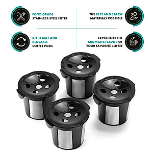 Reusable K Cups for Keurig Supreme, K Supreme Plus and K Slim by PureHQ - Refillable Kcup for Keurig Supreme Coffee Maker - MultiStream Coffee Pods Filter - 4 Pack