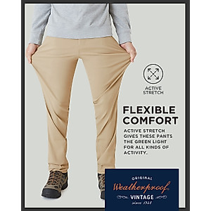 Weatherproof Vintage Men's Regular Fit Excursion Pants - Ultra Stretch Casual Flat Front Chino, Size 34W x 32L, Sand