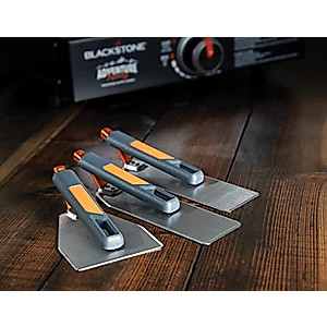 Blackstone 5275 Foldable 3 Piece Set Two Griddle Spatula Flipper and One Scraper-Flex Fold Model Stainless Steel-Easy to Carry and Clean, Perfect Grill Cooking Accessories, Black