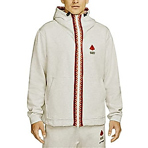 Nike Men's Full Zip Hoodie,DA6689--051 (as1, alpha, m, regular, regular, Standard, birch heather/black/chile red, medium)