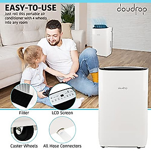 DOUDROP Portable AC Unit - 12000 BTU Air Conditioning System with Activated Carbon Filter & Remote Control - 4-in-1 Cooler, Heater, Dehumidifier & Fan Mode - 24H Timer, 360° Rolling Lockable Casters